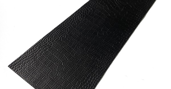 Black Crocodile Embossed Cowhide Leather